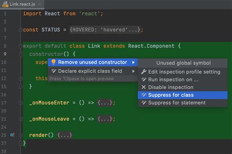 Disabling And Enabling InspectionsWebStorm