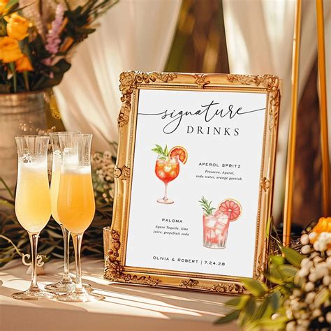 Signature Drinks Sign Template Signature Cocktail Sign His And Hers