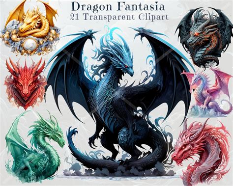 Elemental Dragon Clipart Bundle Fire Ice Golden Png Images Etsy