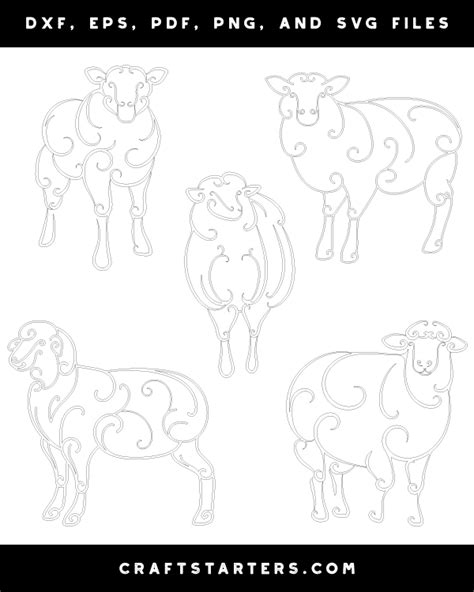 Swirly Sheep Outline Patterns Dfx Eps Pdf Png And Svg Cut Files