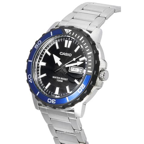 Reloj Casio Enticer Estándar Analógico Negro Esfera Cuarzo Mtd 125d 1a2 Mtd125d 1a2 100m Para Hombre