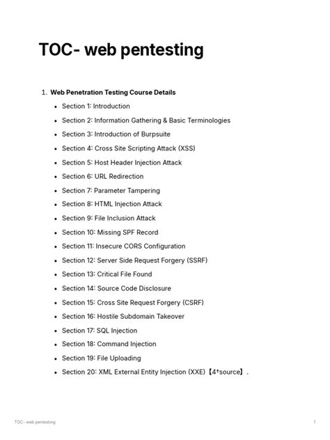 Toc Web Pentesting Pdf