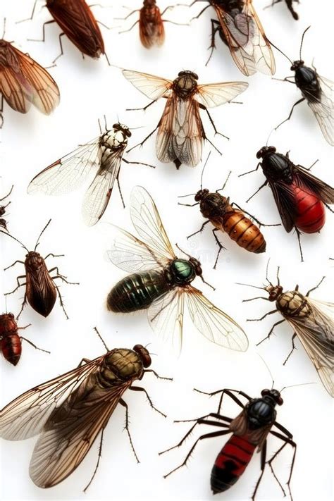 Pantalla De Entomología Con Diversas Especies De Moscas Fijadas En Un