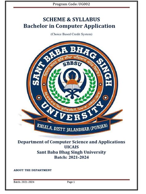 Bca 2021 Syllabus Pdf Computer Programming Computing