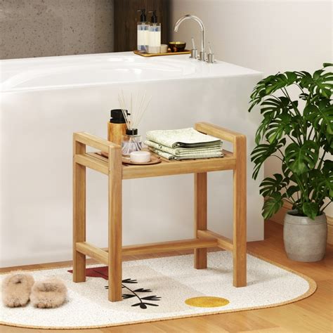 Teak Wood Shower Bench For Inside Shower Shaving Legs Costway