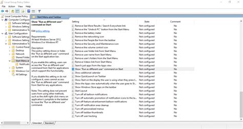 how to enable run as a different user on windows 10 start menu