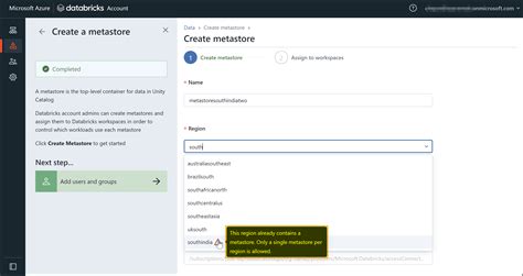 Multiple Metastore Creation In Same Reason In Azure Microsoft Qanda