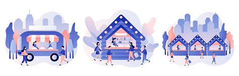 주말 축제 음식 거리 박람회 가족 축제 개념 현대 평면 만화 스타일입니다 벡터 일러스트레이션 가족에 대한 스톡 벡터 아트 및 기타 이미지 Istock