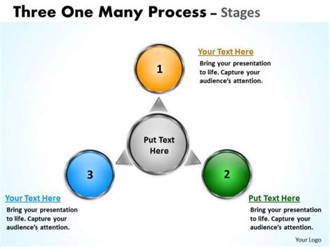 Business Diagram Three One Many Process Stages Sales Diagram