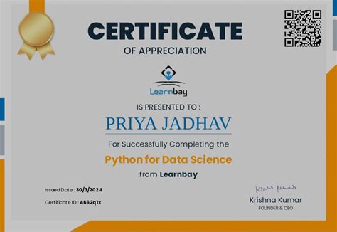 Priya Jadhav On Linkedin Successfully Completed Python