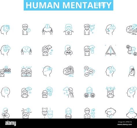 Human Mentality Linear Icons Set Capacity Perception Emotion Intelligence Instinct