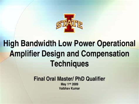 Pdf High Bandwidth Low Power Operational Amplifier Design And