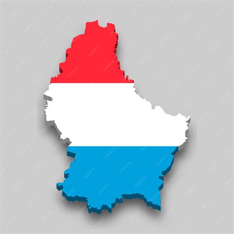 3d Isometric Map Of Luxembourg With National Flag Premium Vector