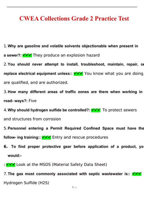 Cwea Collections Grade 2 Practice Test 2023 Questions And Answers
