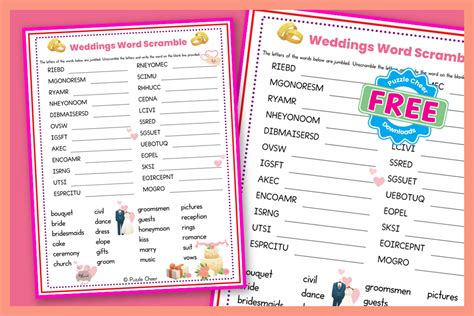 Wedding Word Scramble 60 Photos