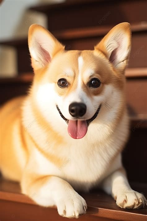 Dog Smiling On Stairs