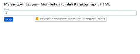 Membatasi Jumlah Karakter Input Html Malas Ngoding