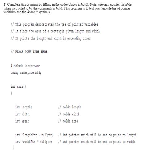 Solved Complete This Program By Filling In The Code Chegg