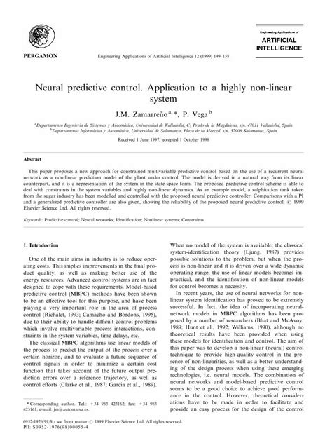 pdf neural predictive control application to a highly non linear