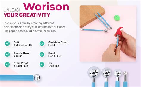 Worison 9 Piece Ball And Wooden Dotting Tool Set Embossing Stylus For
