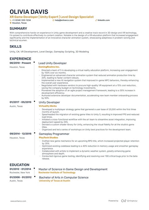 Game Developer Resume Examples Guide For