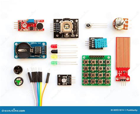 Electrical Components Kit For Building Digital Devices Isolated Stock