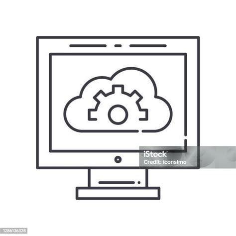 클라우드 컴퓨터 개념 아이콘 선형 격리 된 그림 얇은 선 벡터 웹 디자인 기호 흰색 배경에 편집 가능한 스트로크와 개요 개념 기호 0명에 대한 스톡 벡터 아트 및 기타
