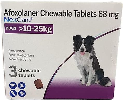 Buy Nexgard Afoxolaner chewable 1 Tablet (68 mg) for 10-25 kg for ...