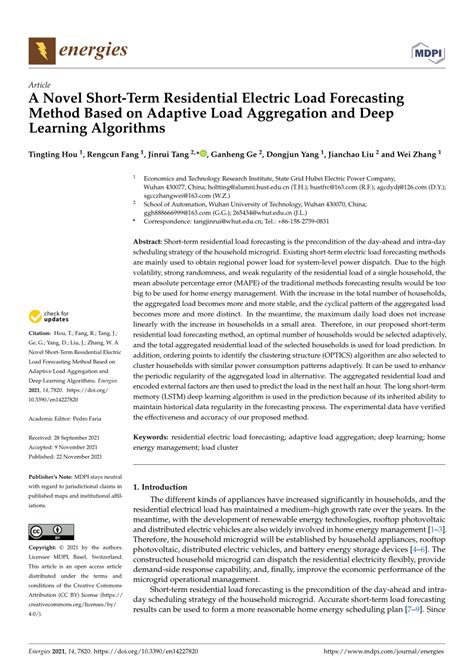 Pdf A Novel Short Term Residential Electric Load Forecasting Method