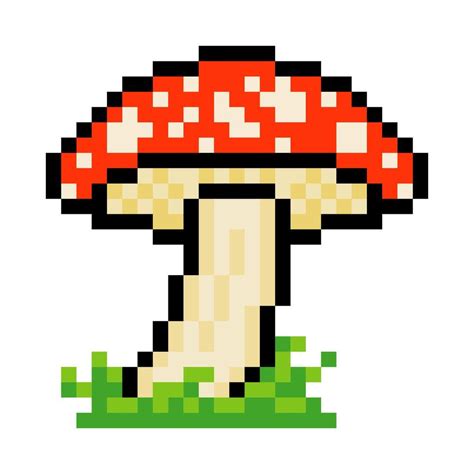 Mushroom With Pixel Art Isolated On White Background 65620689 Vector