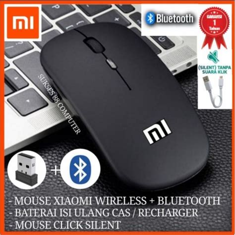 Jual Mouse Xiaomi Bluetooth Wireless Recharger Silent Klik Baterai Isi Ulang Mi Termurah