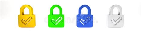 Colorful Open Padlock And Check Mark Icon Isolated On White Background