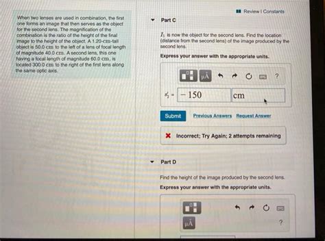 solved review constants part c when two lenses are used in