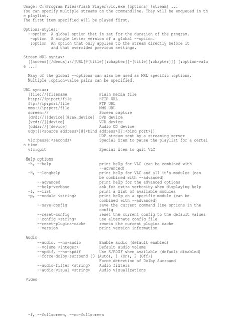 Vlc Help Pdf Streaming Media Command Line Interface