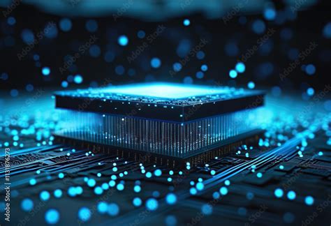 Quantum Processor Data Streams And Pulses Of Blue Green Light Show Deep Intelligence And