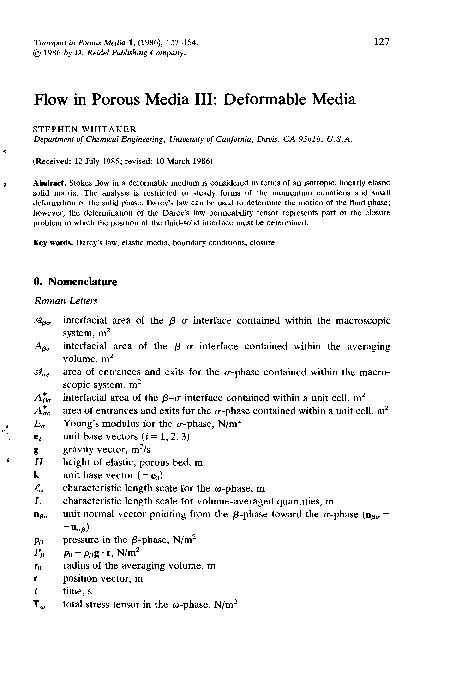 pdf flow in porous media iii deformable media