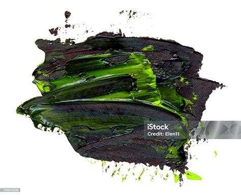 녹색과 검정 오일 페인트 브러시 스트로크 흰색 배경 Eps10 벡터 일러스트 레이 션에 고립 된 질감 검은색에 대한 스톡 벡터