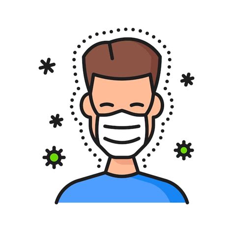 알레르기 및 호흡기 바이러스 색상 아이콘 프리미엄 벡터