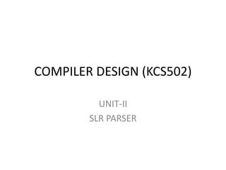 Compiler Design Bottom Up Parsing Technique S PPTX