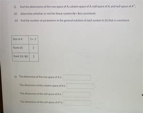 Solved Find The Dimensions Of The Row Space Of A Column Chegg Com