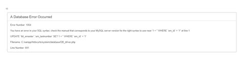 Php Codeigniter And Mysql Update Error Stack Overflow