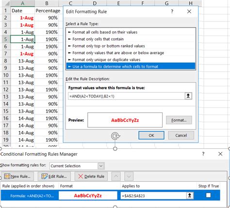 Excel Conditional Format Not Applied Stack Overflow