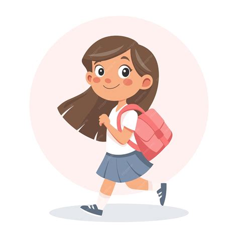 Estudiante Linda Con Mochila Escolar Yendo A La Escuela Personaje Del