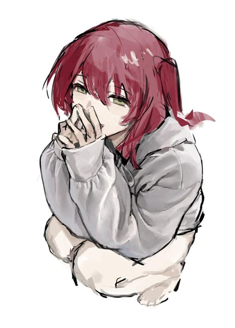 Tmgningen Kita Ikuyo Bocchi The Rock Highres 1girl Barefoot Grey Hoodie Hair Between Tmgningen Kita Ikuyo Bocchi The Rock Highres 1girl Barefoot Grey Hoodie Hair Between