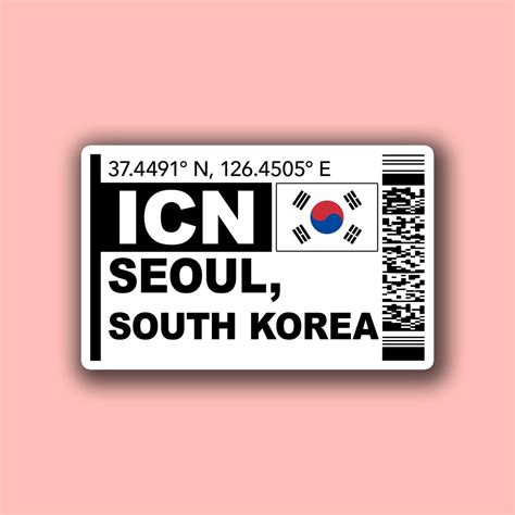 Icn Seoul Boarding Pass Glossy Sticker South Korea Airport Travel Sticker Etsy