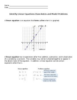 Identifying Linear Equations And Standard Form Of An Equation TpT