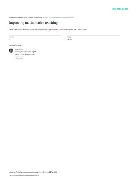 Improving Mathematics Teaching Pdf