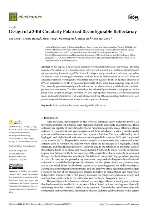 Pdf Design Of A 3 Bit Circularly Polarized Reconfigurable Reflectarray