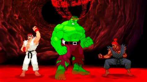 Marvel Vs Capcom 2 Ryu Hulk Akuma Expert Difficulty Playthrough Youtube