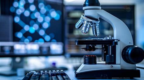 A Closeup Of An Advanced Microscope In A Modern Laboratory Environment Premium Ai Generated Image